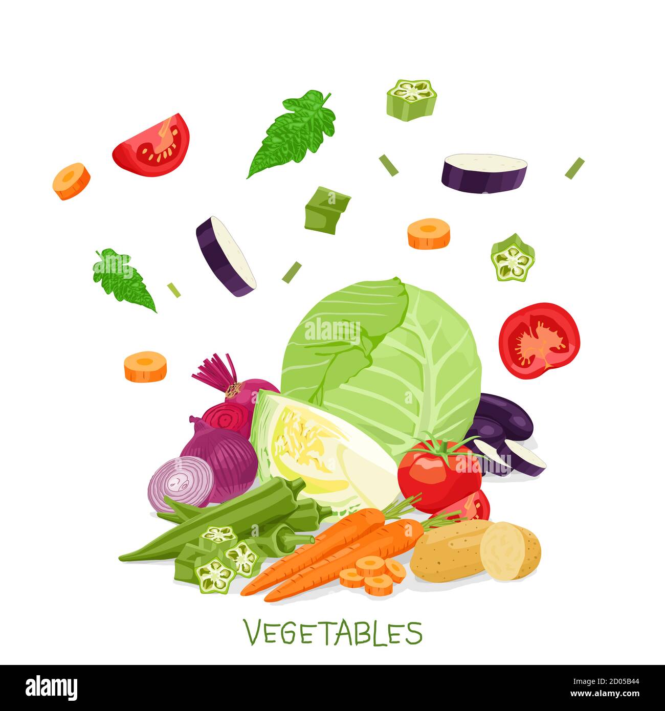 Vector design collection of vegetables falling Stock Vector Image & Art ...