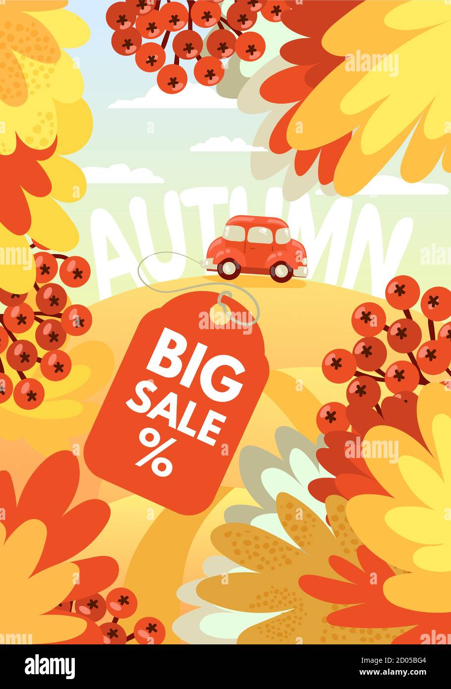 Red yellow leaves mountain Stock Vector Images - Alamy