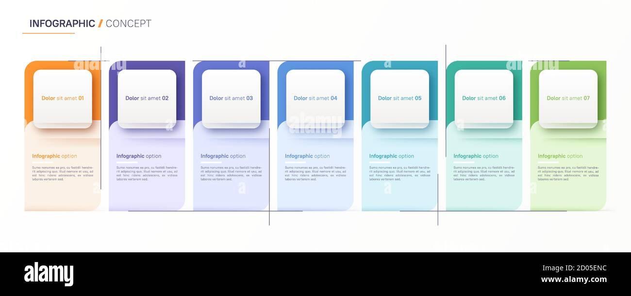 Vector infographic design template. Seven option Stock Vector Image ...