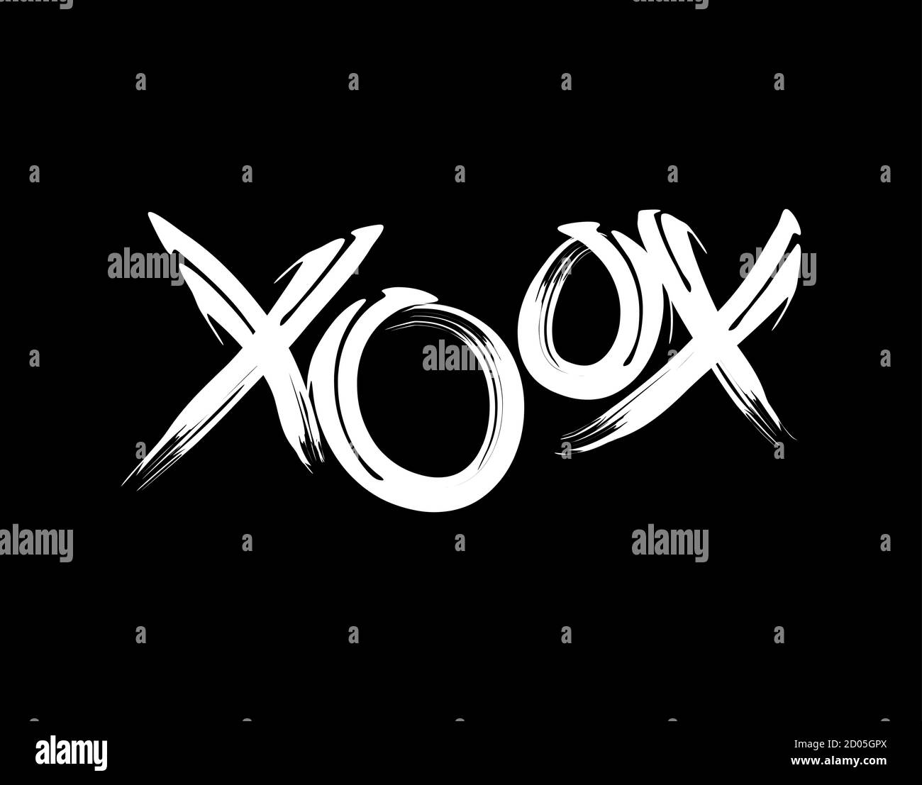 Xoox (hello) Lettering Text on black background in vector illustration ...