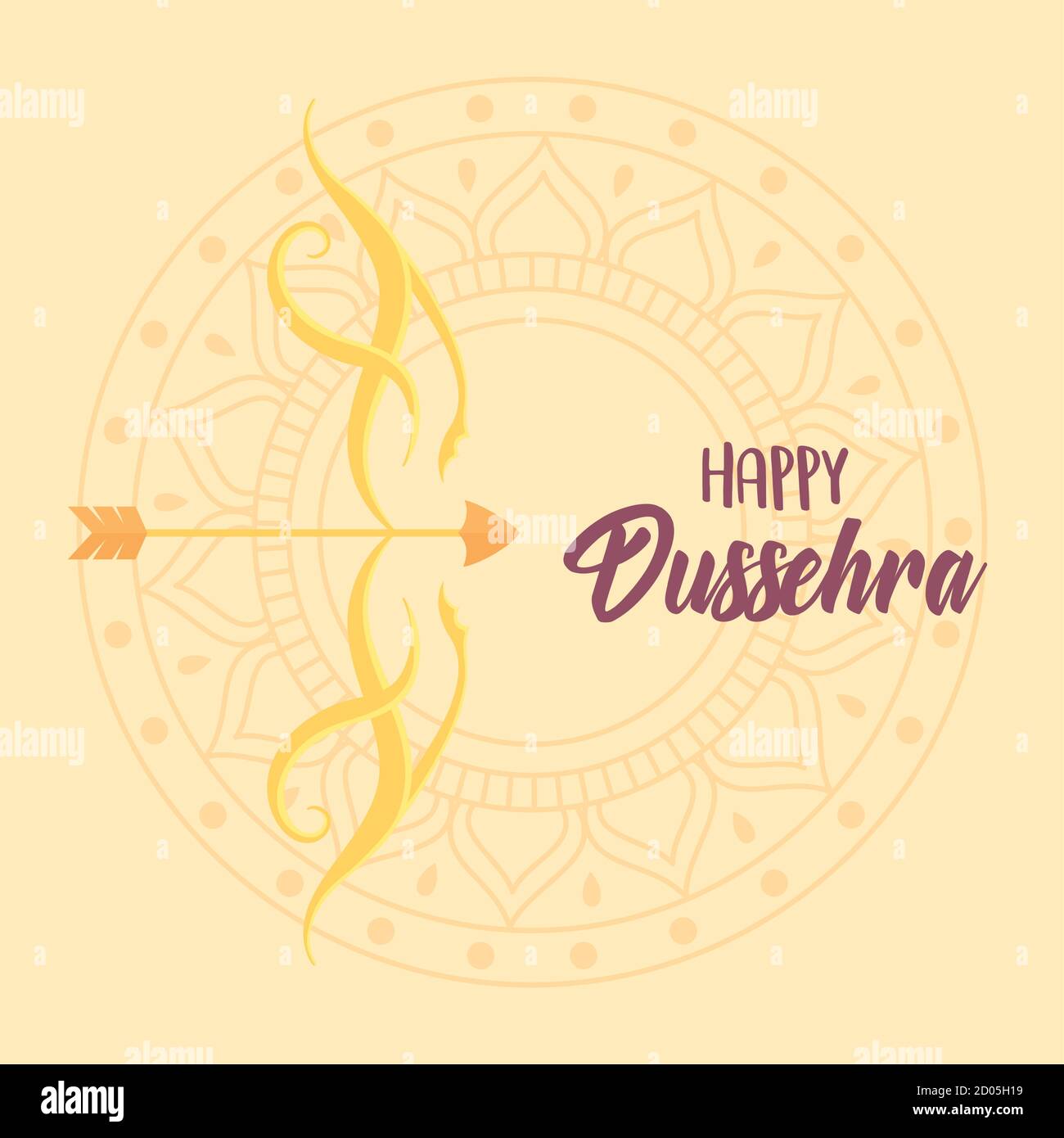 happy dussehra festival of india gold bow and arrow mandala background ...