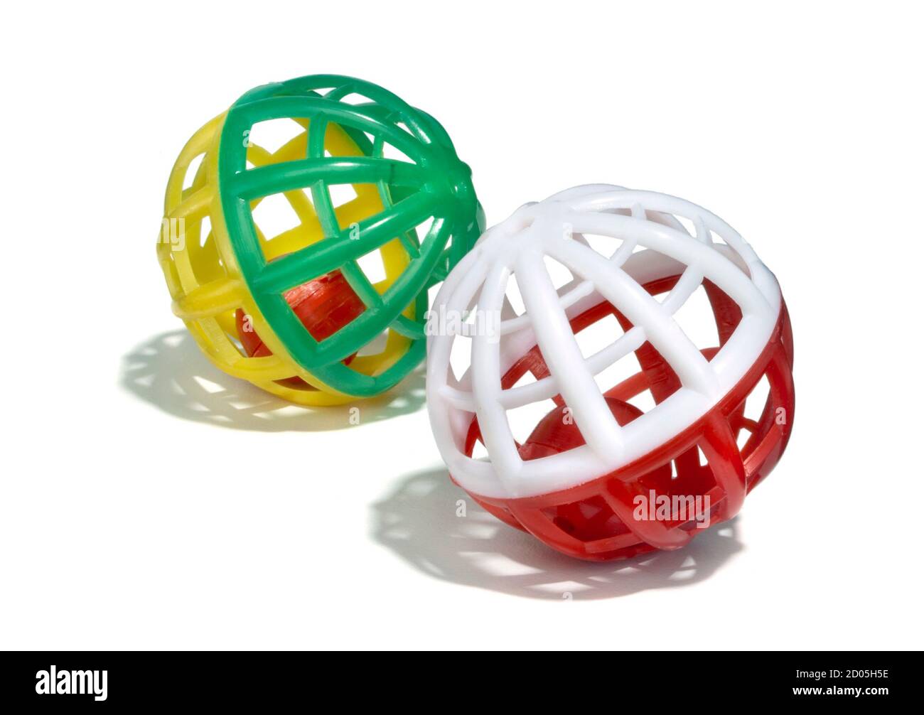 Ball cat toy with bell inside photographed on a white background Stock ...