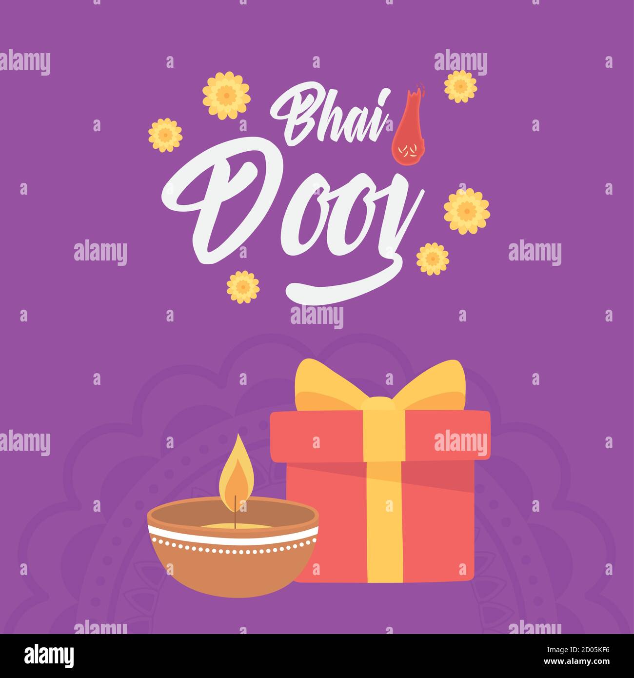 happy bhai dooj, diya lamp gift and flowers, indian family celebration ...