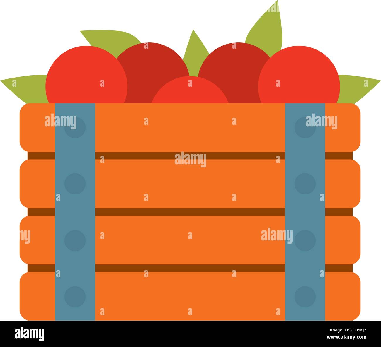 wooden box with fruits icon over white background, flat style, vector ...