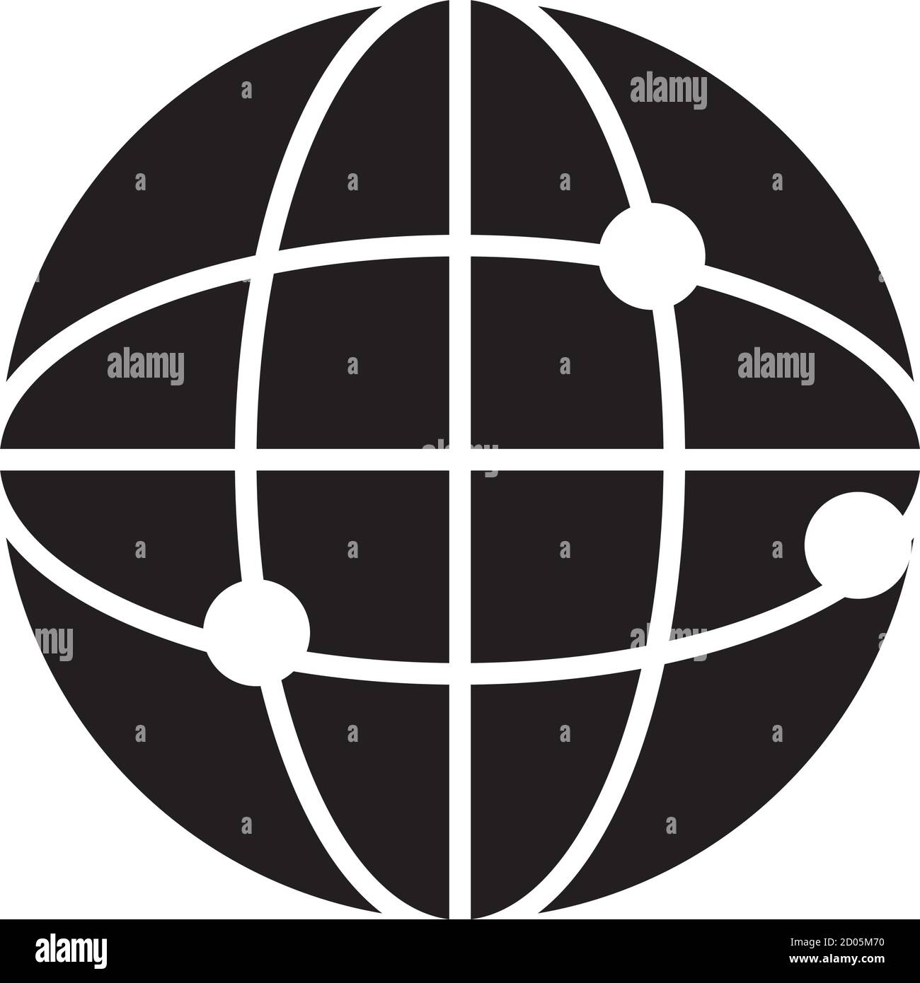 global network icon over white background, silhouette style, vector ...