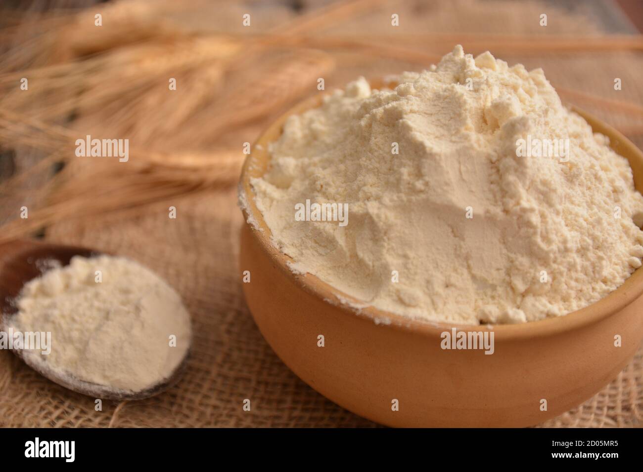 white flour in container ingredient food Stock Photo - Alamy
