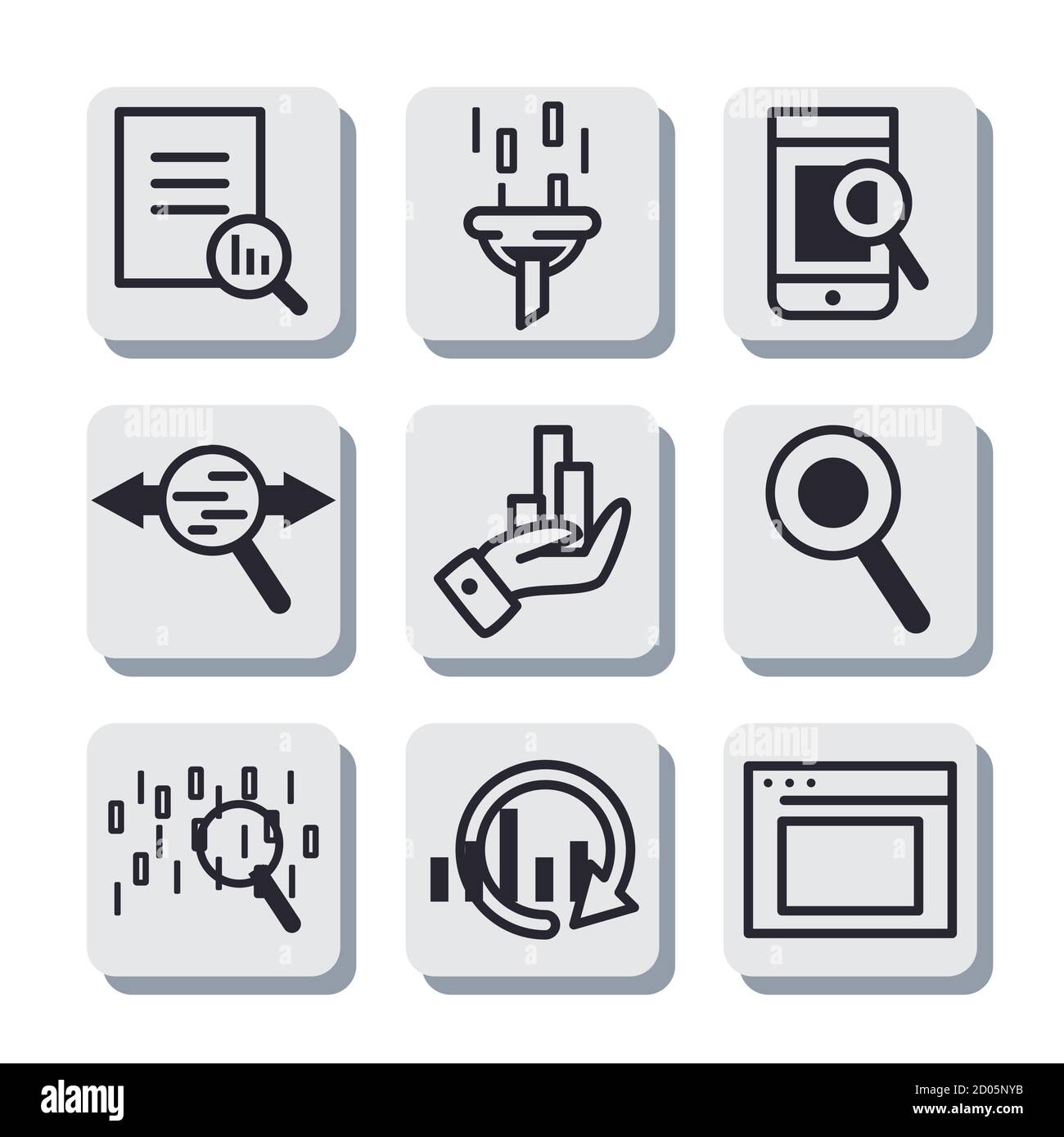 Data analysis line style icon set design, and information theme Vector ...