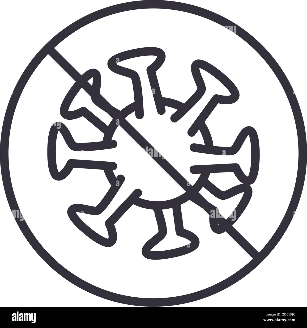Covid 19 virus with ban line style icon design of 2019 ncov cov ...