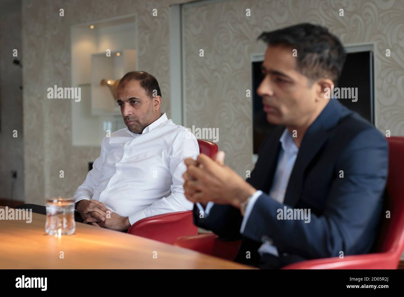 Picture shows EG Group founders Mohsin, right, and Zuber Issa in ...