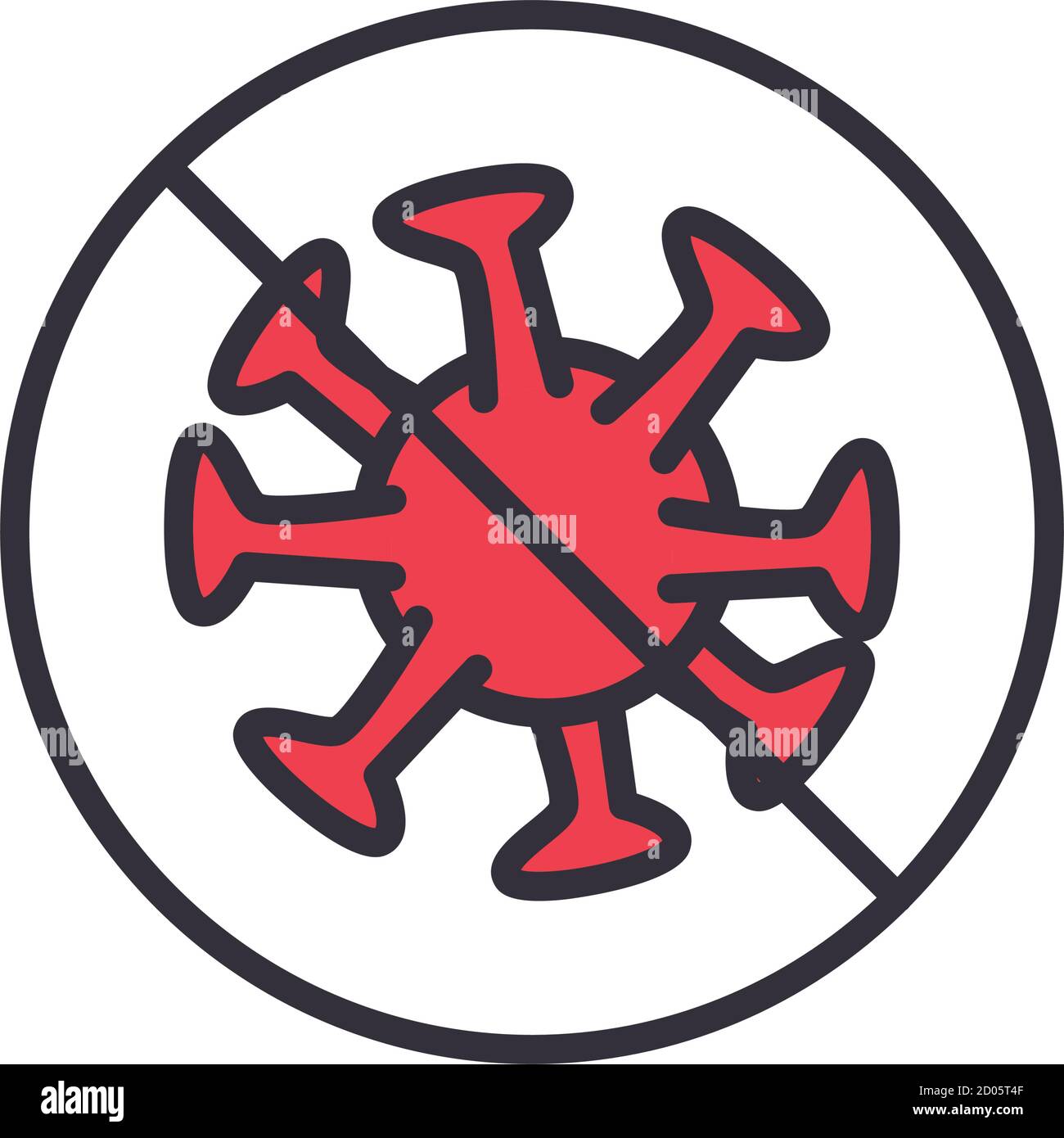 Covid 19 virus with ban line and fill style icon design of 2019 ncov ...