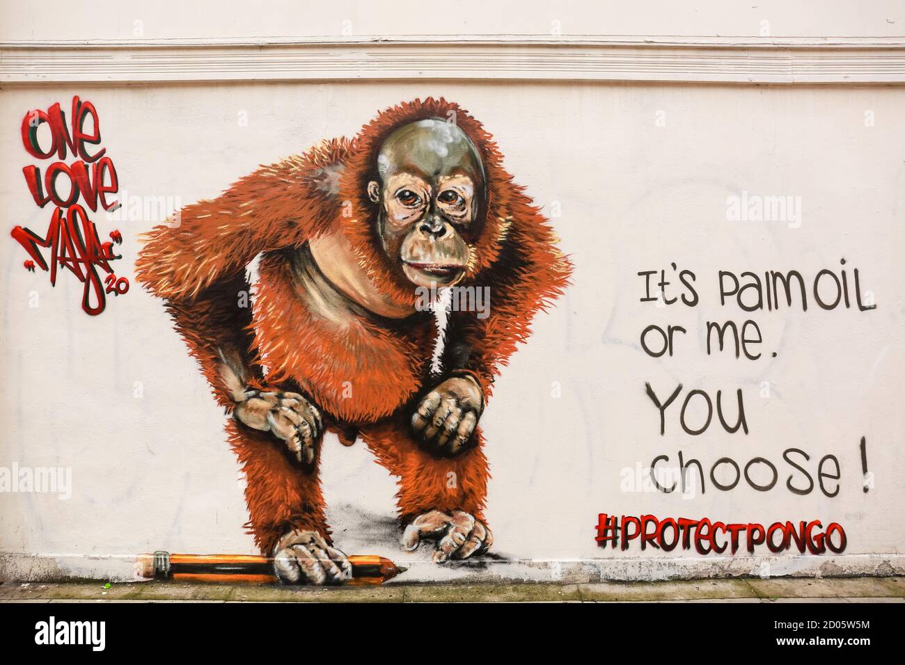 London, UK. 01 October 2020. Street Art London. Mural "Protect Pongo ...
