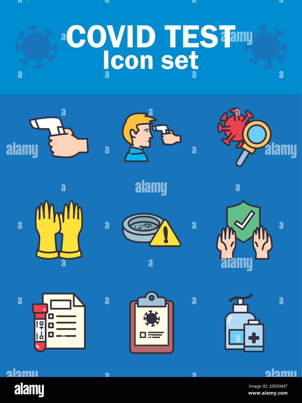 Covid 19 virus test line and fill style icons collection design of 2019 ...