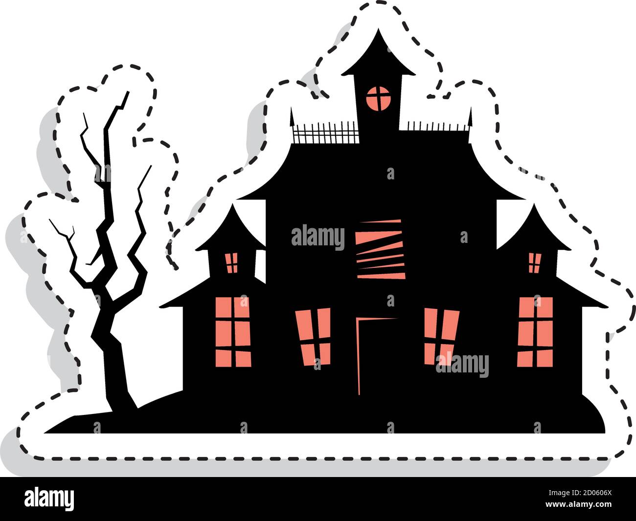 Spooky Haunted House Sticker Stickers Paper & Party Supplies etna.com.pe