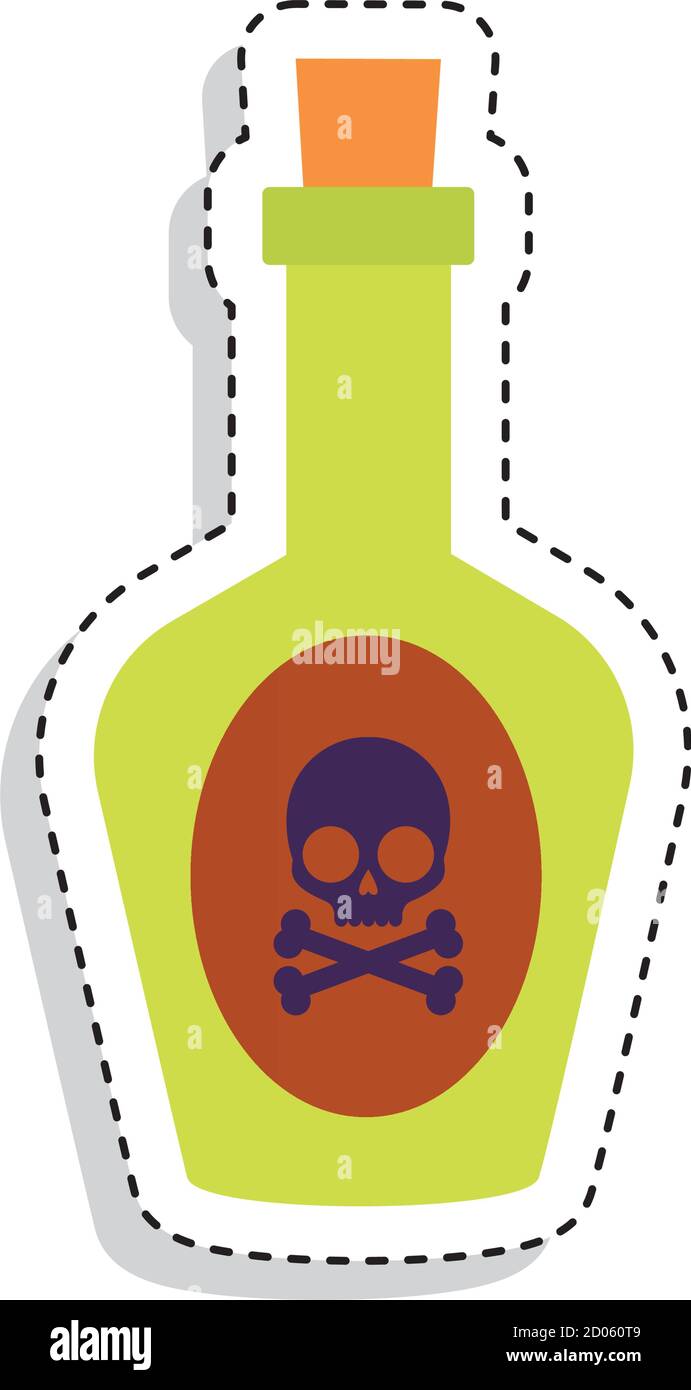 Sticker of a poison bottle icon. Halloween season icon - Vector Stock ...