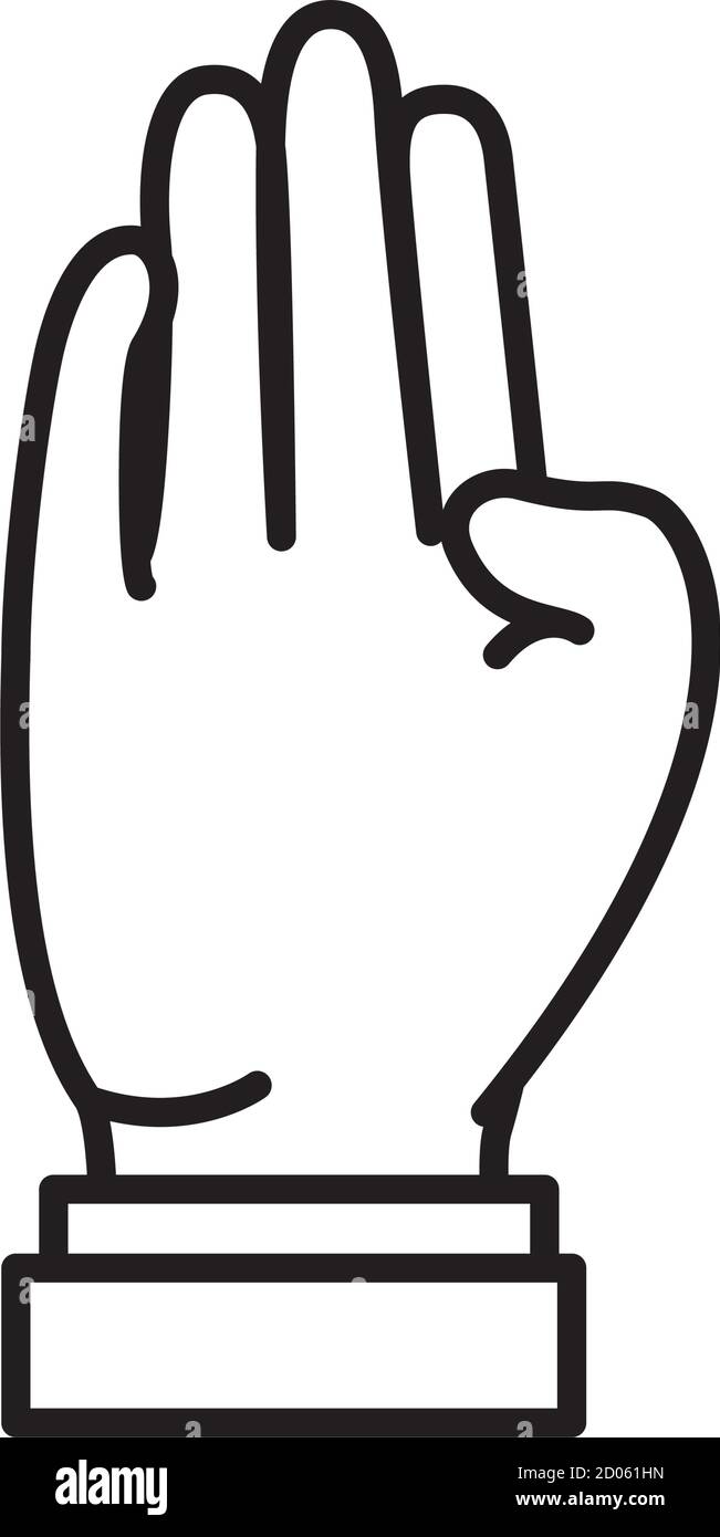 Hand gesture showing letter B on Sign Language over white background ...