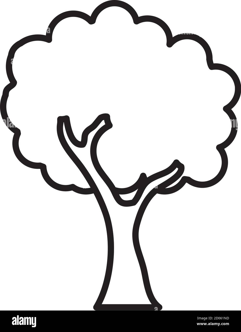 tree icon over white background, line style, vector illustration Stock ...