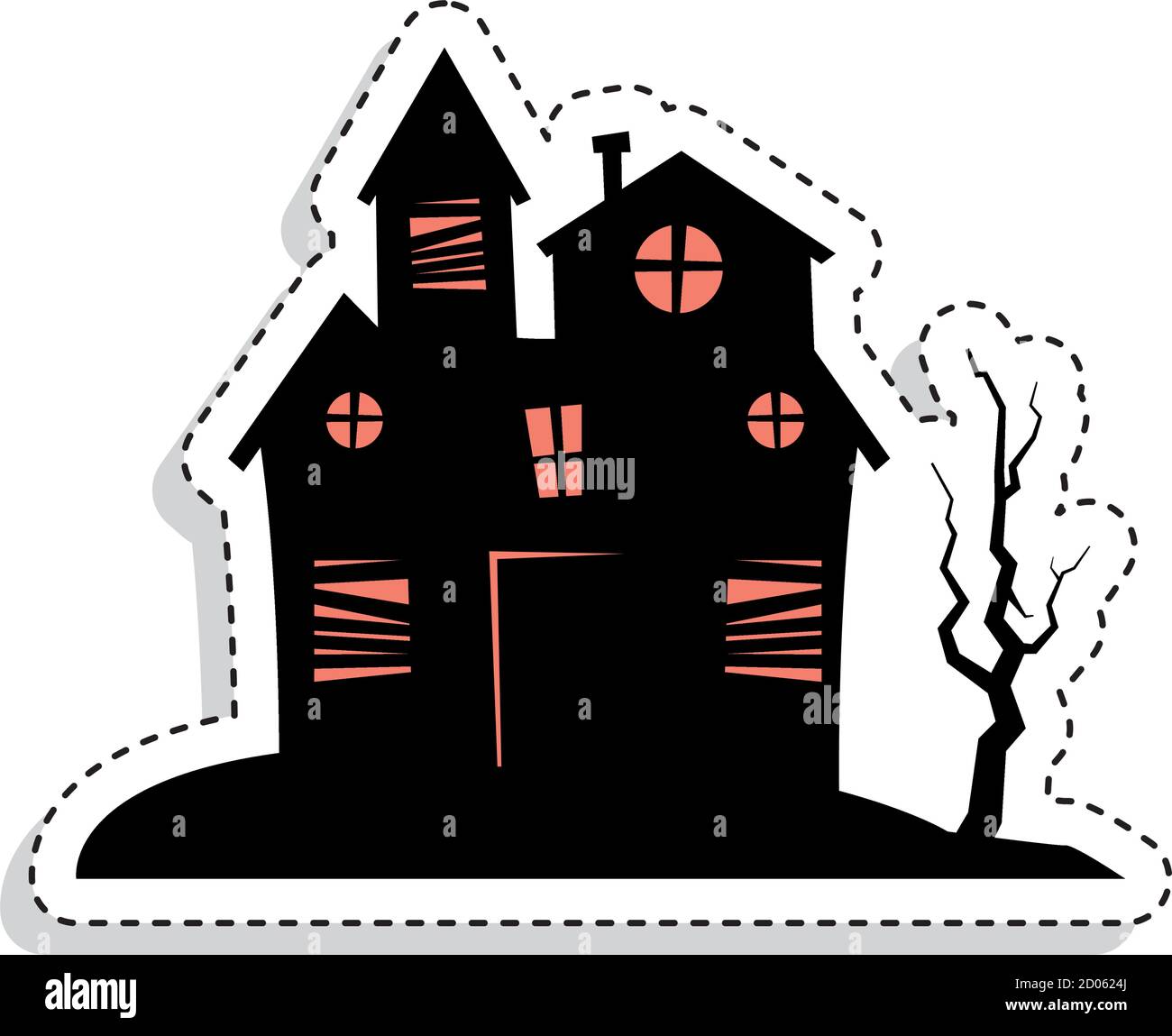 Sticker of a scary haunted house. Halloween season icon - Vector Stock ...