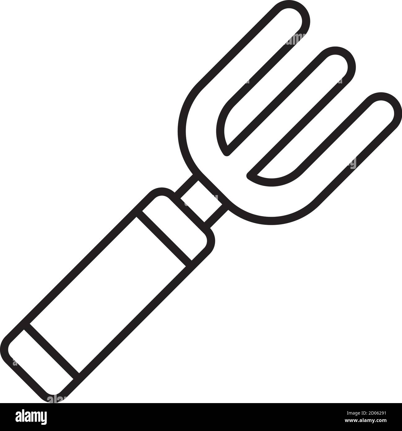 garden hand fork icon over white background, line style, vector ...