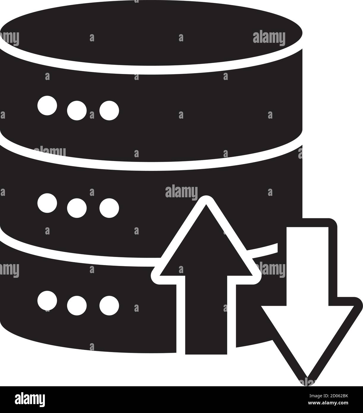 data server with upload and dowload arrows over white background ...