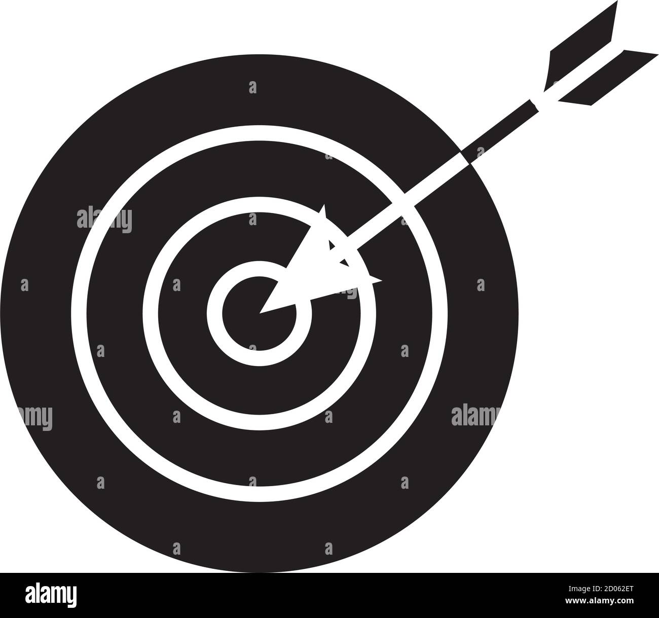 target and bow icon over white background, silhouette style, vector ...