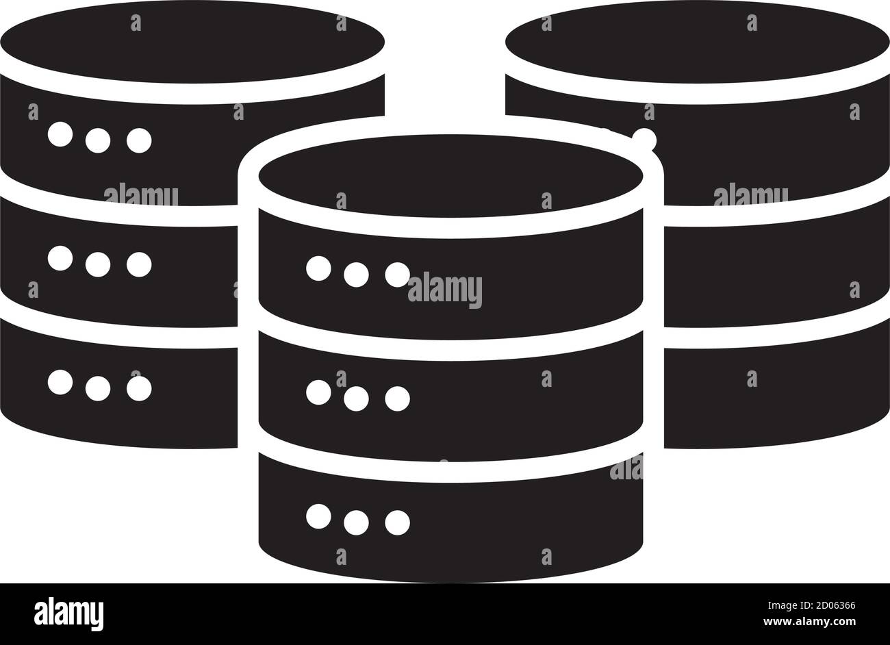 data servers icon over white background, silhouette style, vector ...