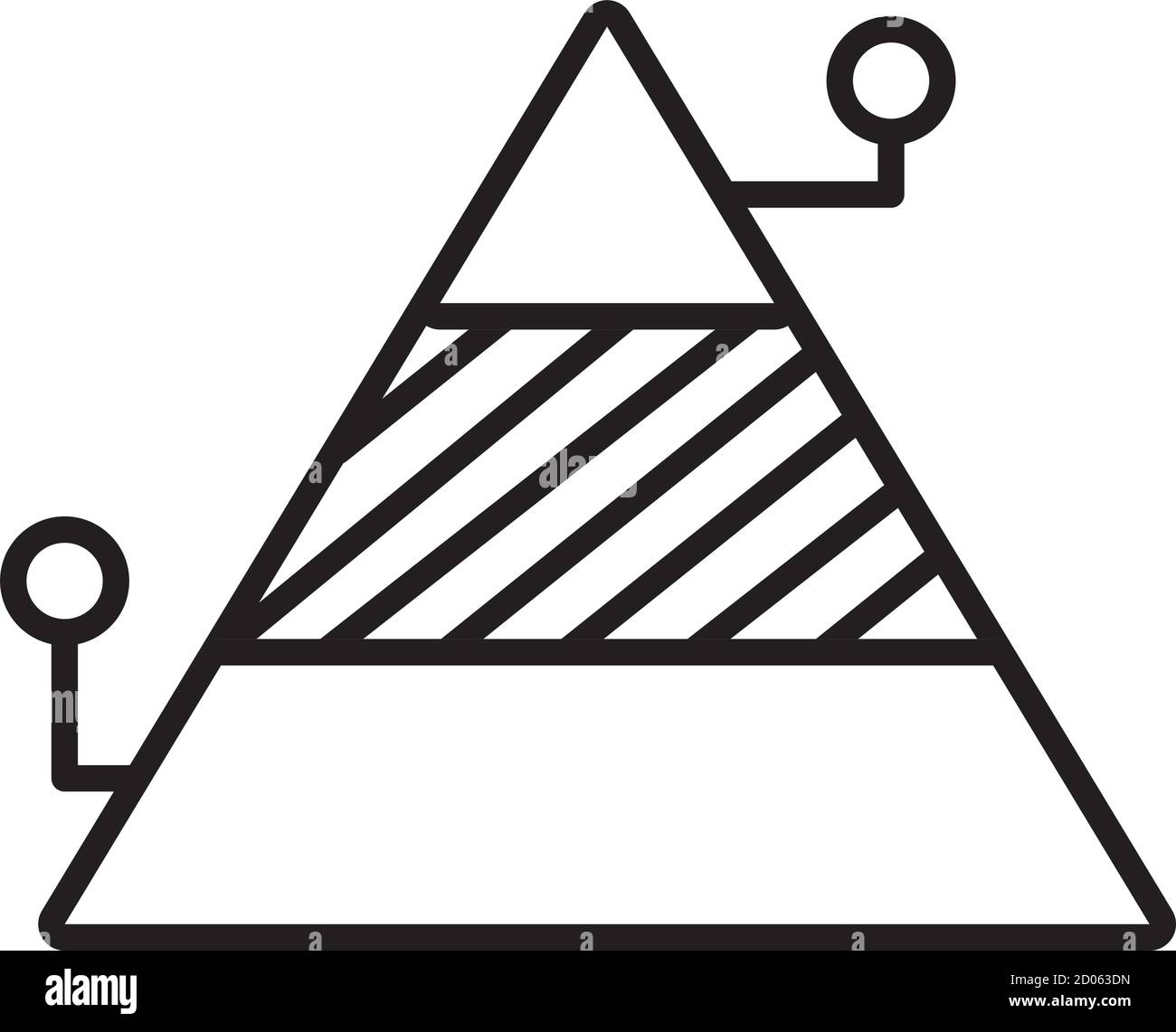 Data Pyramid icon over white background, line style, vector ...