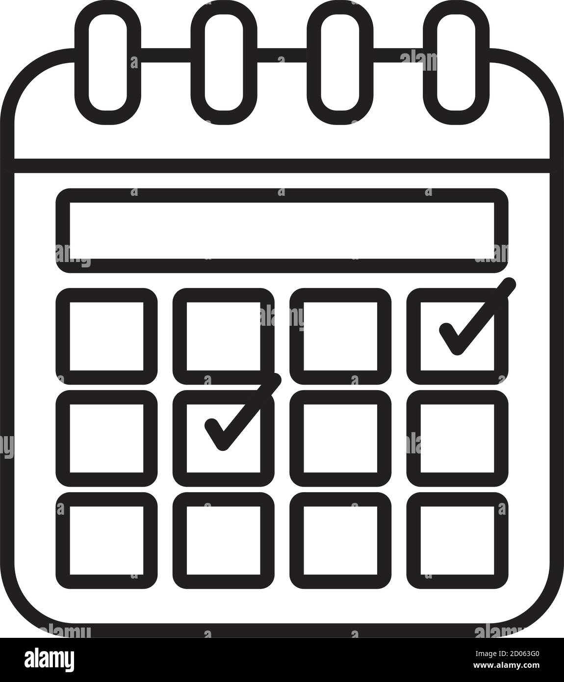 calendar with check marks over white background, line style, vector ...