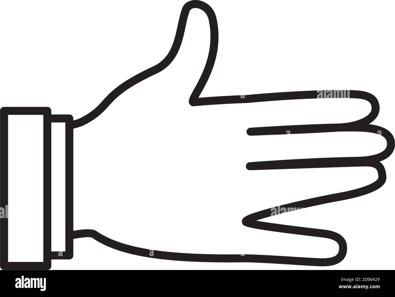 Hand gesture expression on Sign Language over white background, line ...