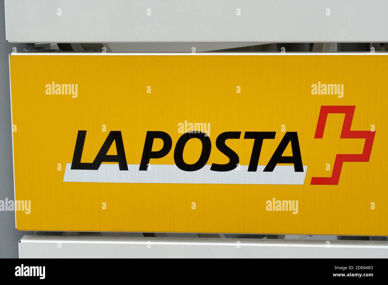 The signpost of Swiss Post in Italian language. It is used on post ...