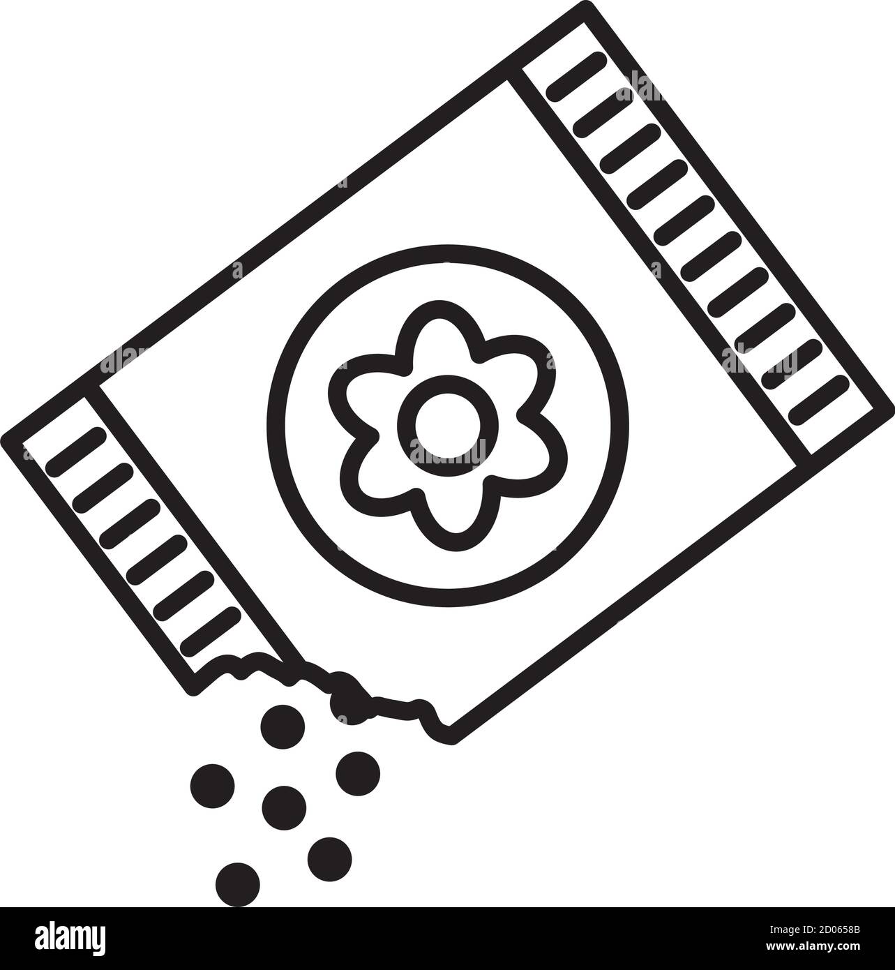 flowers seeds bag icon over white background, line style, vector ...