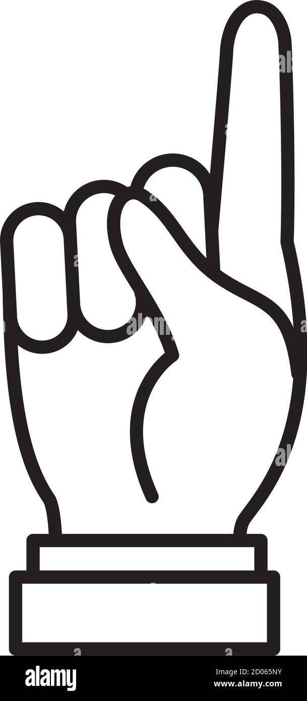 Hand gesture showing D letter over white background, line style, vector ...