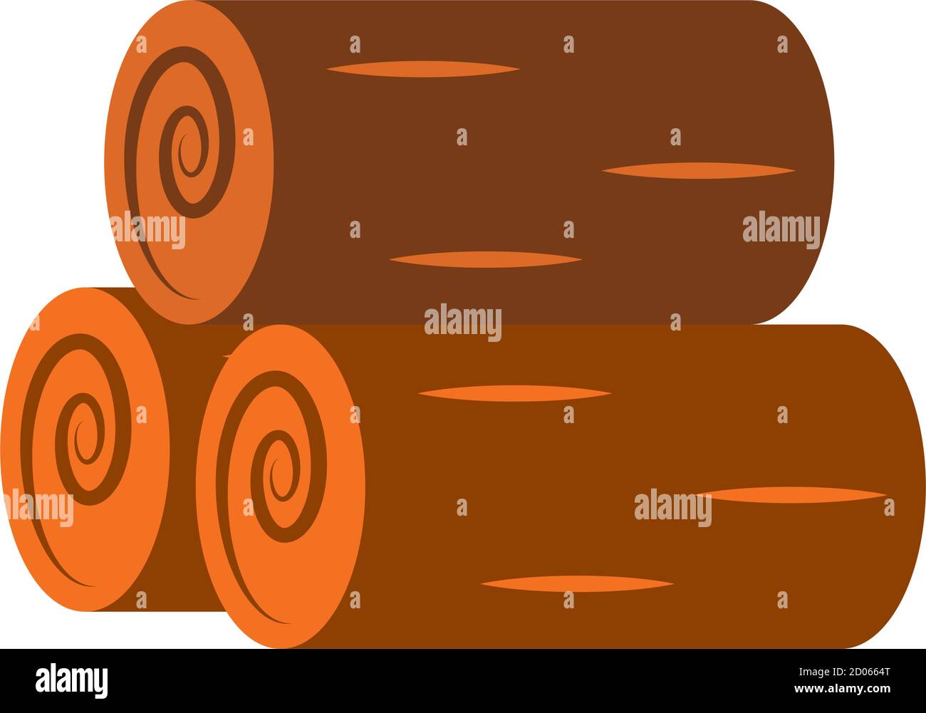 wooden logs icon over white background, flat style, vector illustration ...