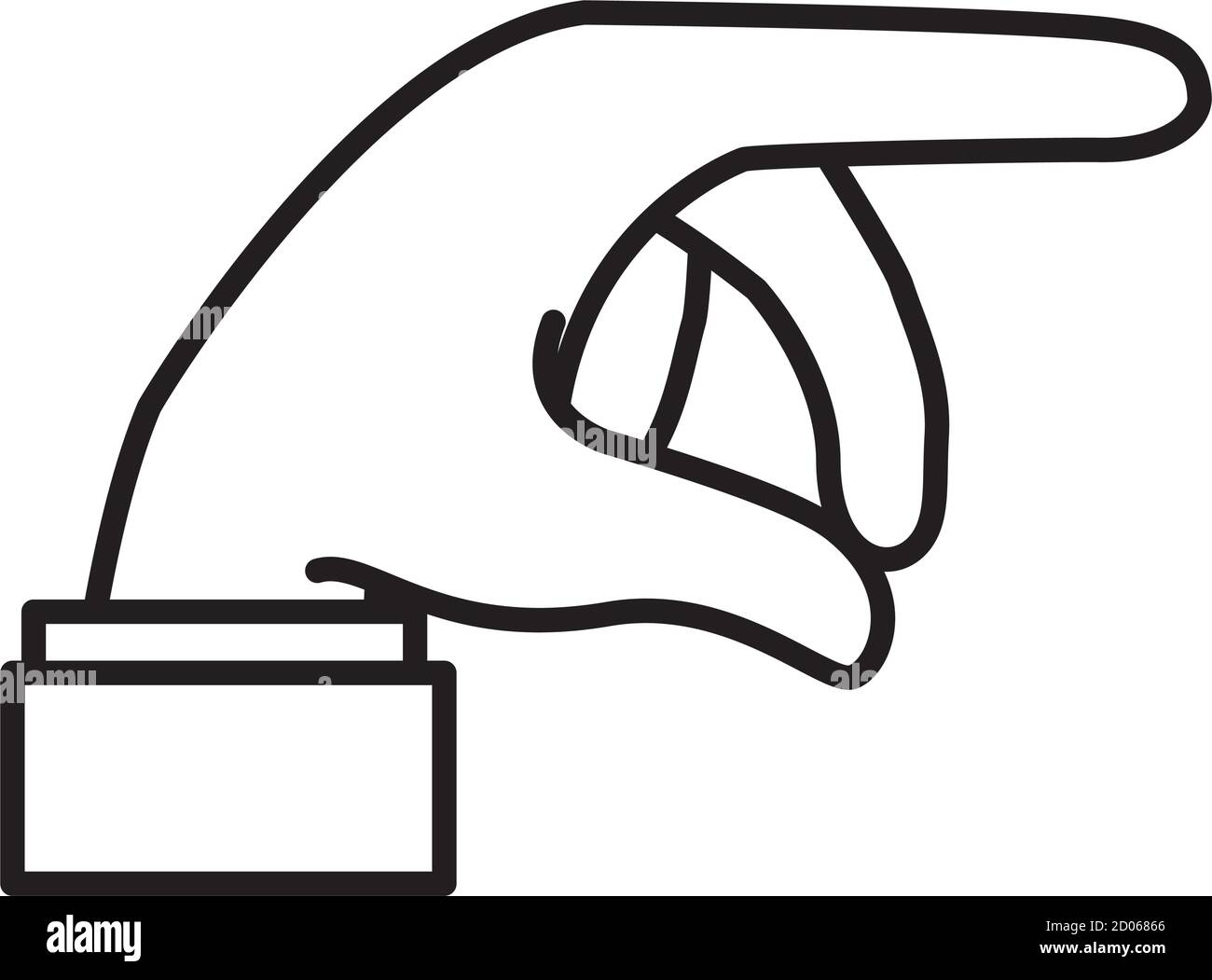 Hand gesture showing P letter over white background, line style, vector ...