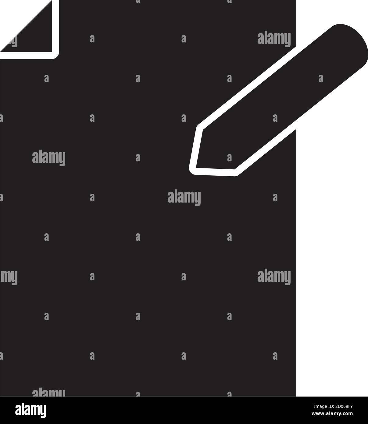 edit symbol, document and pen icon over white background, silhouette ...