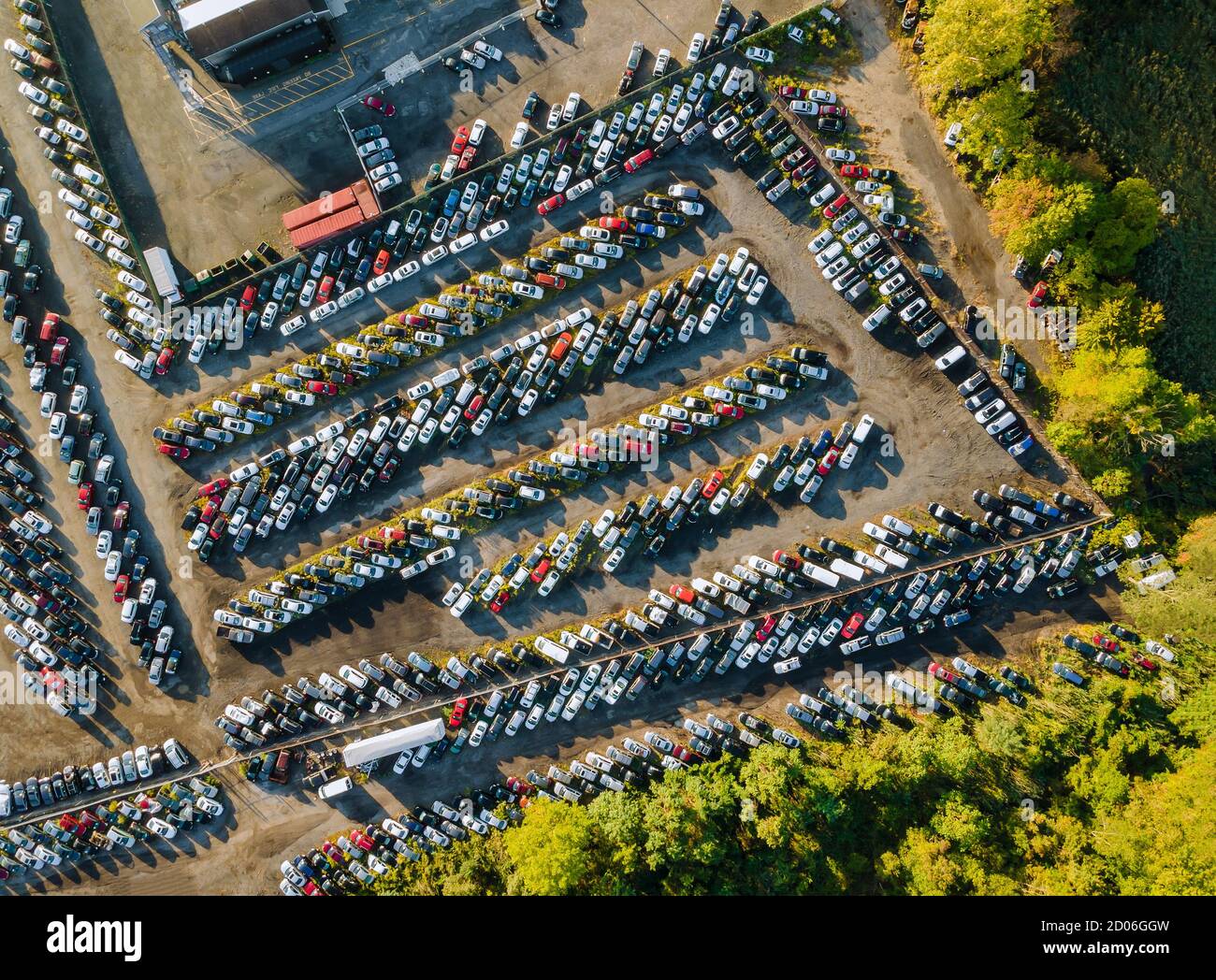 Auction lot on car distributed in rows a used cars terminal parked ...