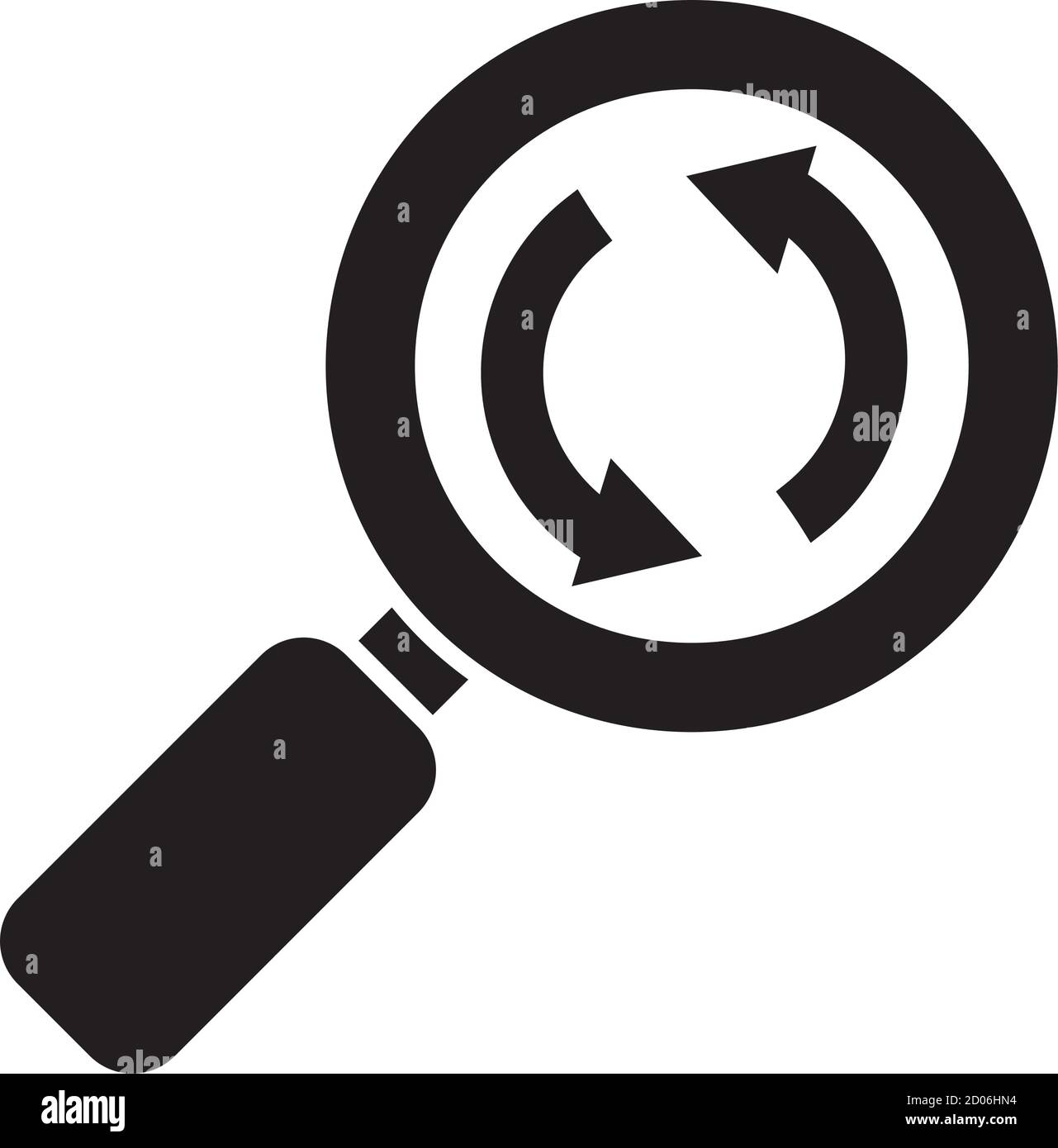 magnifying glass with circular arrows icon over white background ...