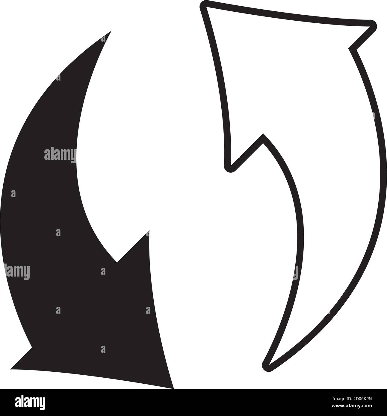 round and round arrows icon over white background, silhouette style ...