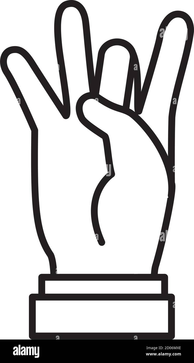 Hand gesture showing K letter over white background, line style, vector ...