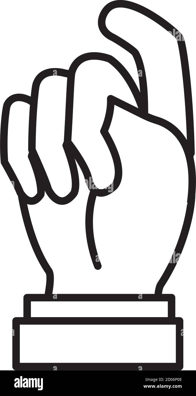 Hand gesture showing X letter over white background, line style, vector ...