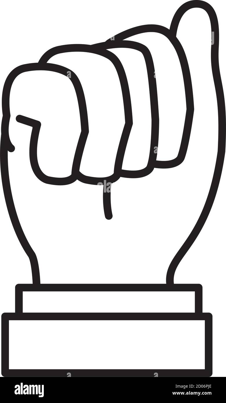 icon of Hand gesture showing A letter over white background, line style ...