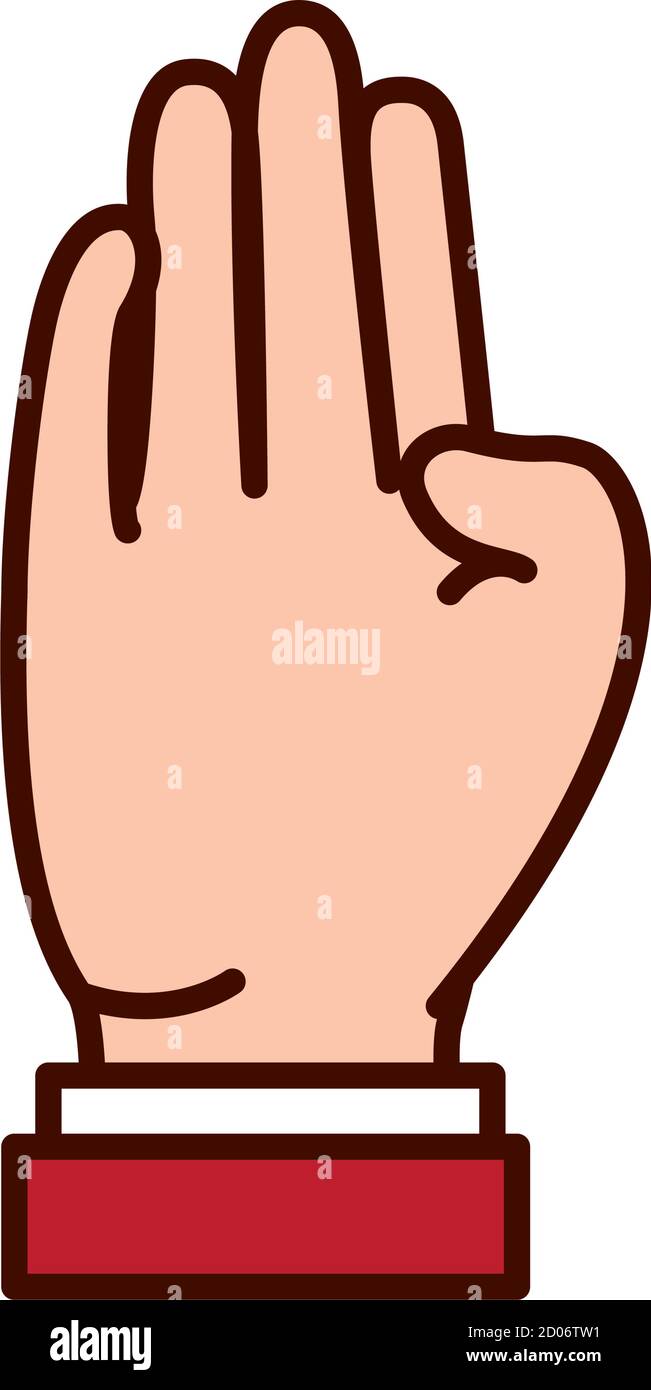 Hand gesture showing letter B on Sign Language over white background ...