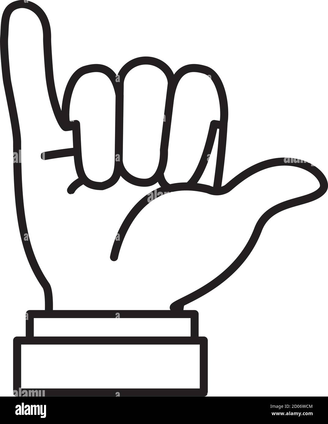 Hand gesture showing Y letter over white background, line style, vector ...