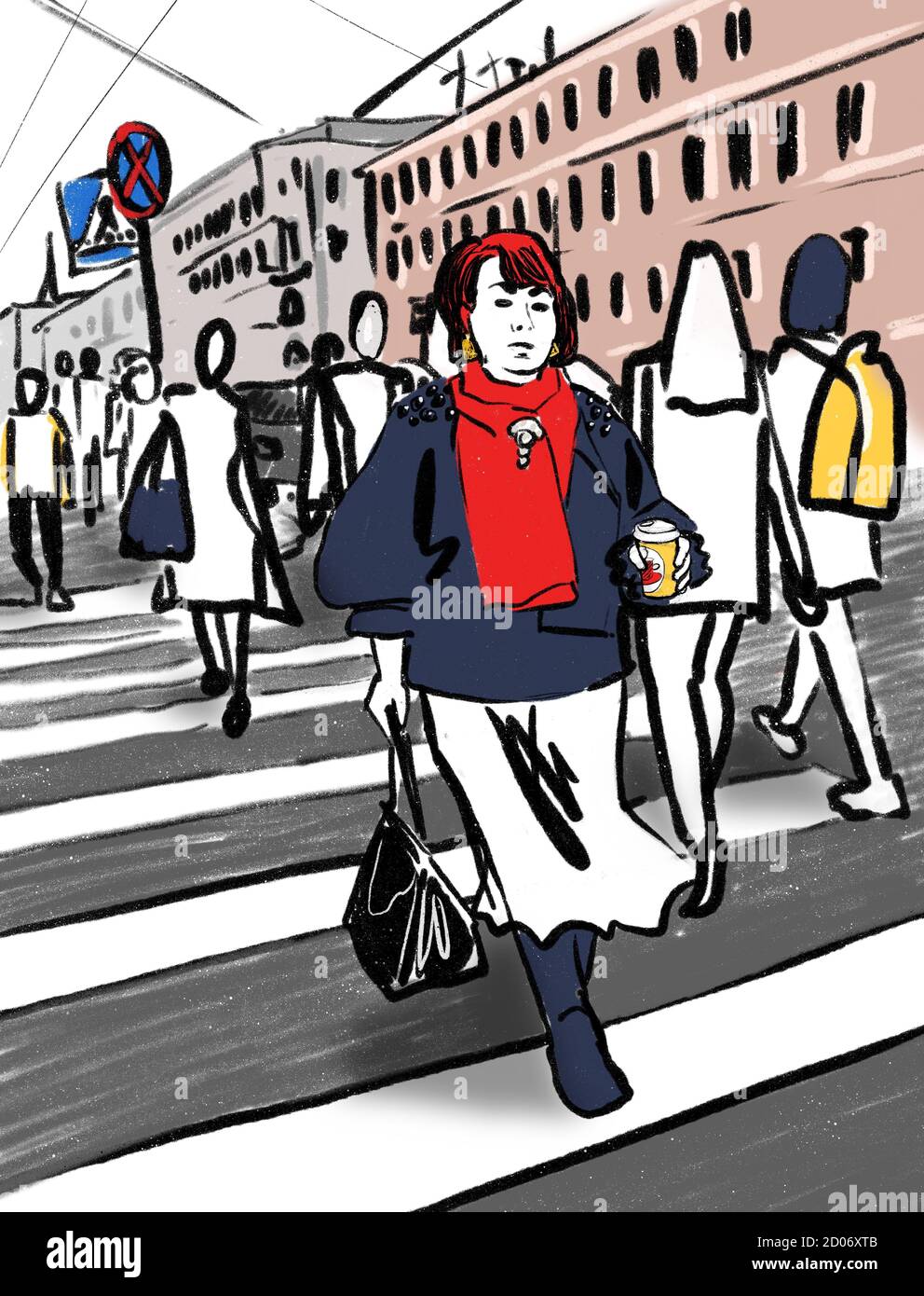 Crowded Street Drawing