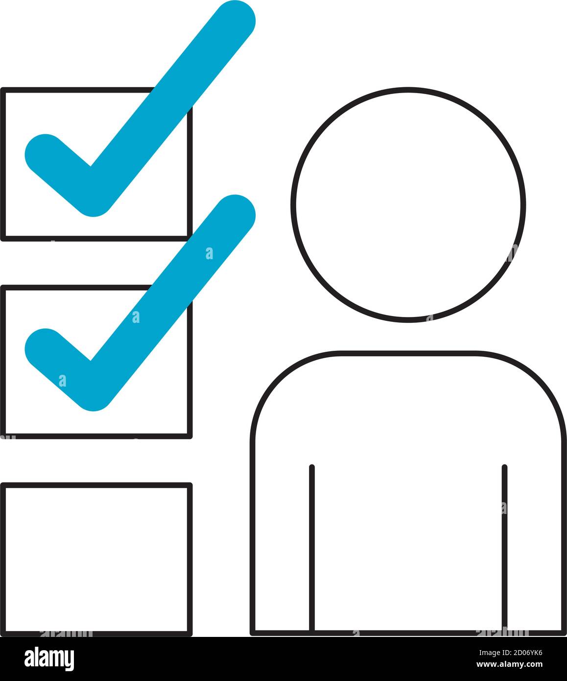 avatar check mark recruitment work concept blue line and fill vector ...