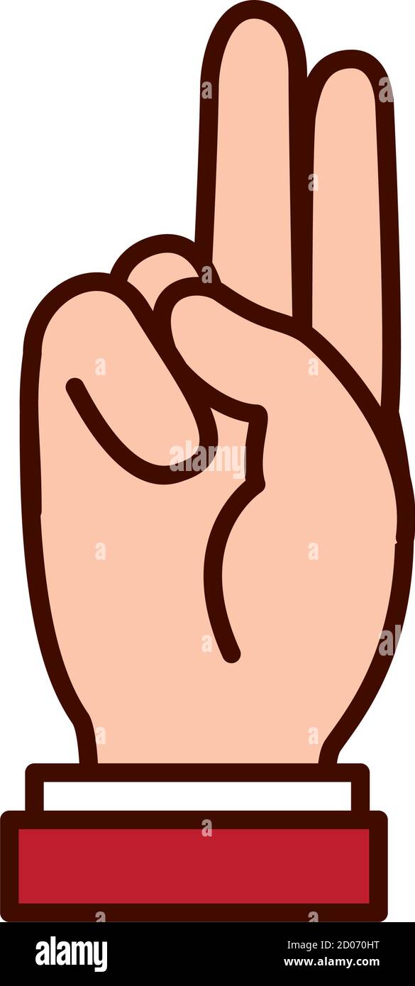 Hand gesture showing letter U on Sign Language over white background ...