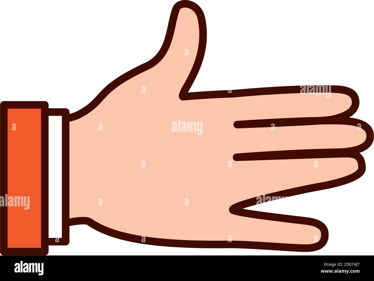 Hand gesture expression on Sign Language over white background, line ...
