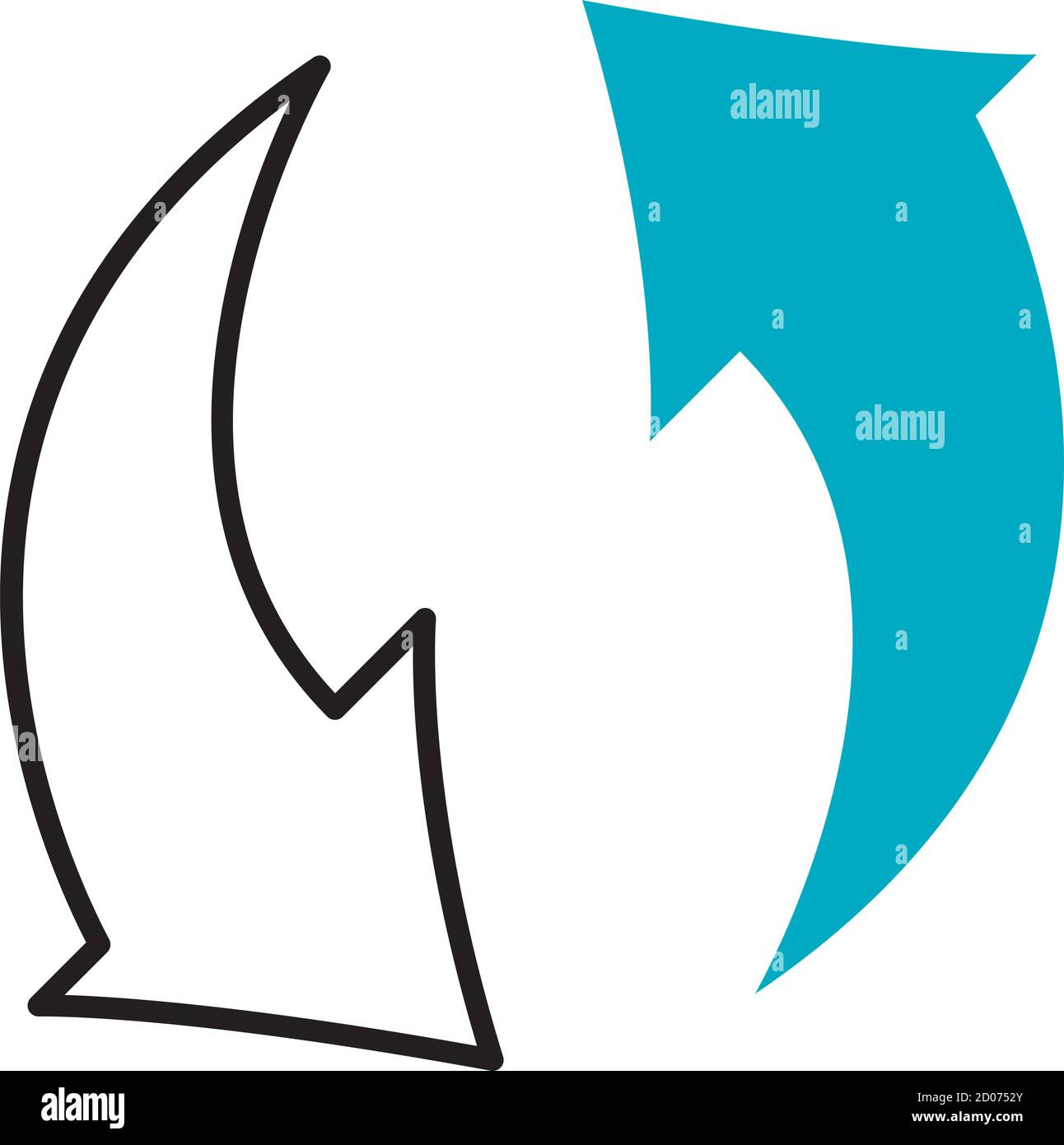 round and round arrows icon over white background, half line half color ...