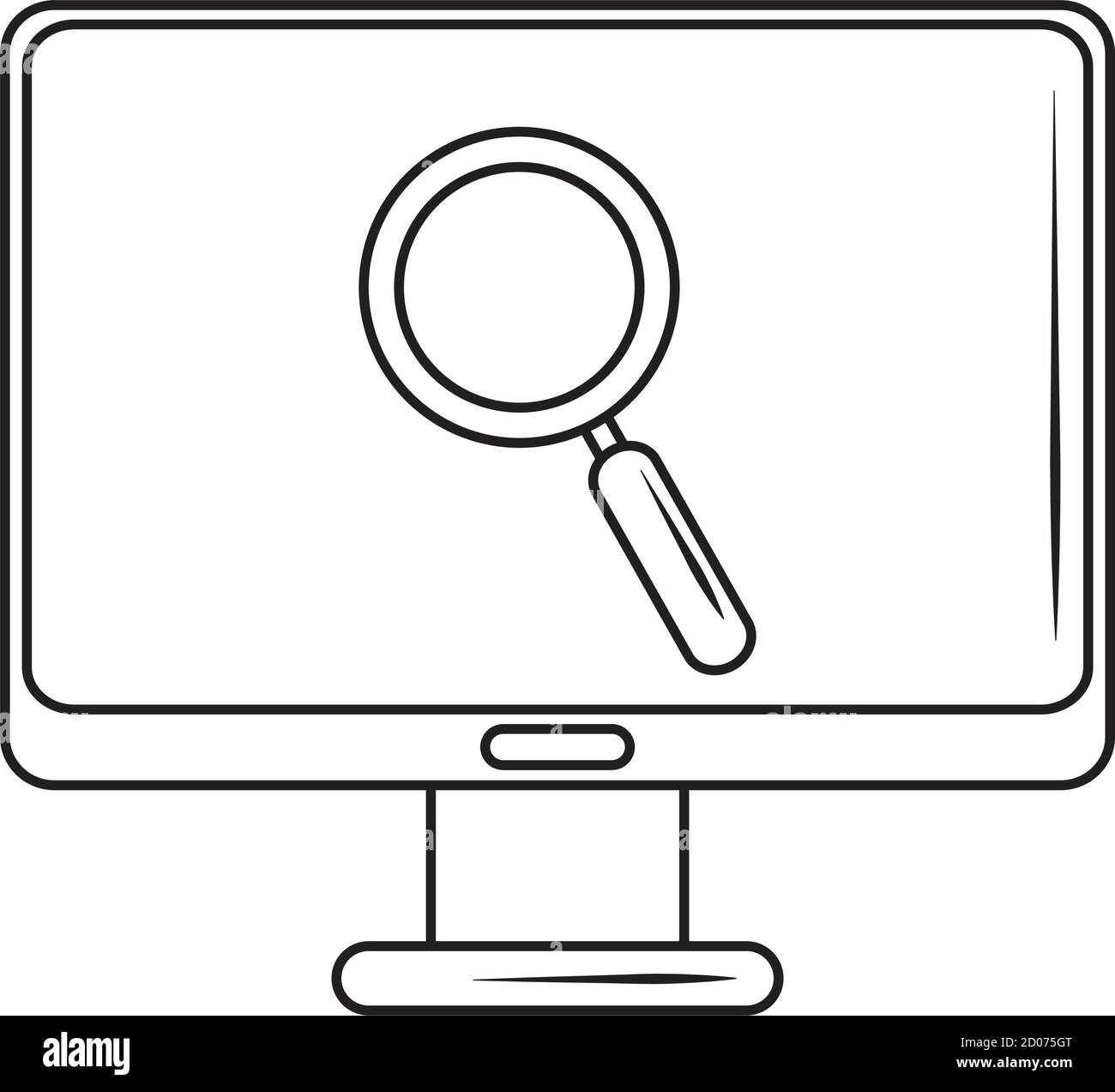 search icon, computer screen magnifier vector illustration line style ...
