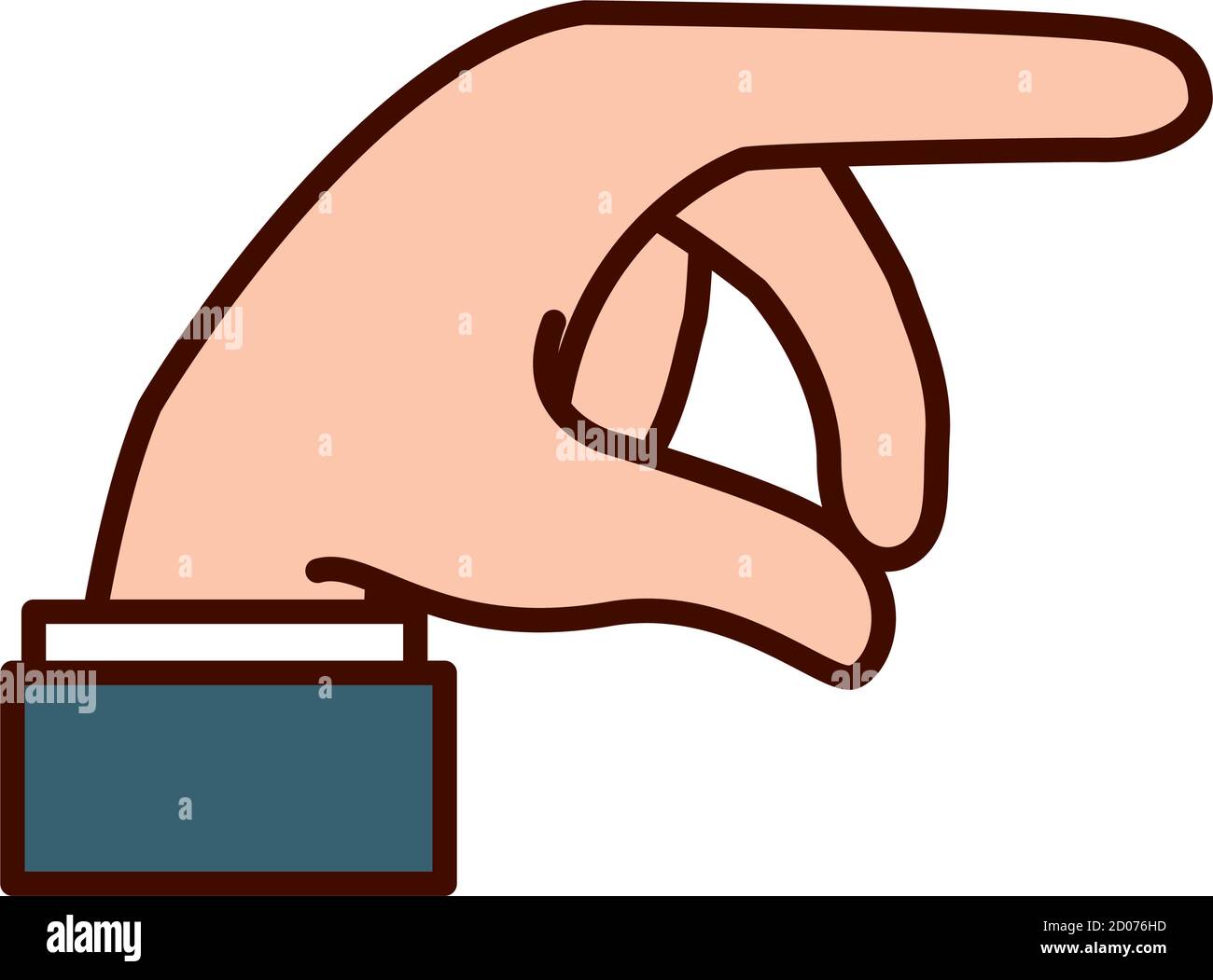 Hand gesture showing P letter over white background, line and fill ...