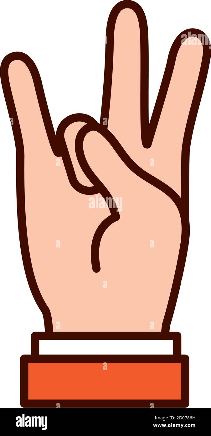 Hand gesture showing letter u on Sign Language over white background ...